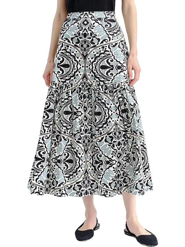 CARTOLINA Emma Printed Midi Skirt - Tidal Pool