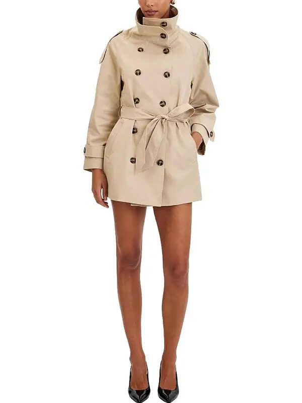 MISS CIRCLE Vanetta Double-breasted Trench Mini Coat - Beige