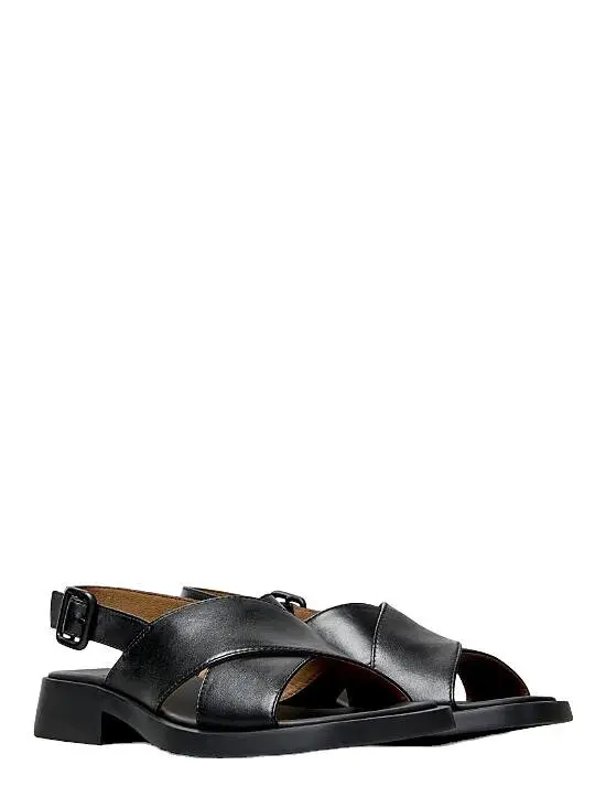 Camper Dana Leather X-strap Sandals - Black