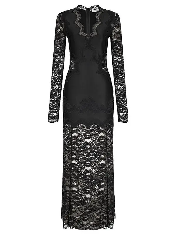 Rabanne Lace Long Sleeve Dress - Black