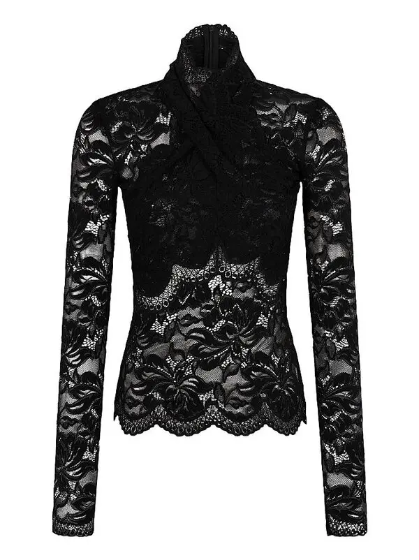 Rabanne Lace Long Sleeve Top - Black