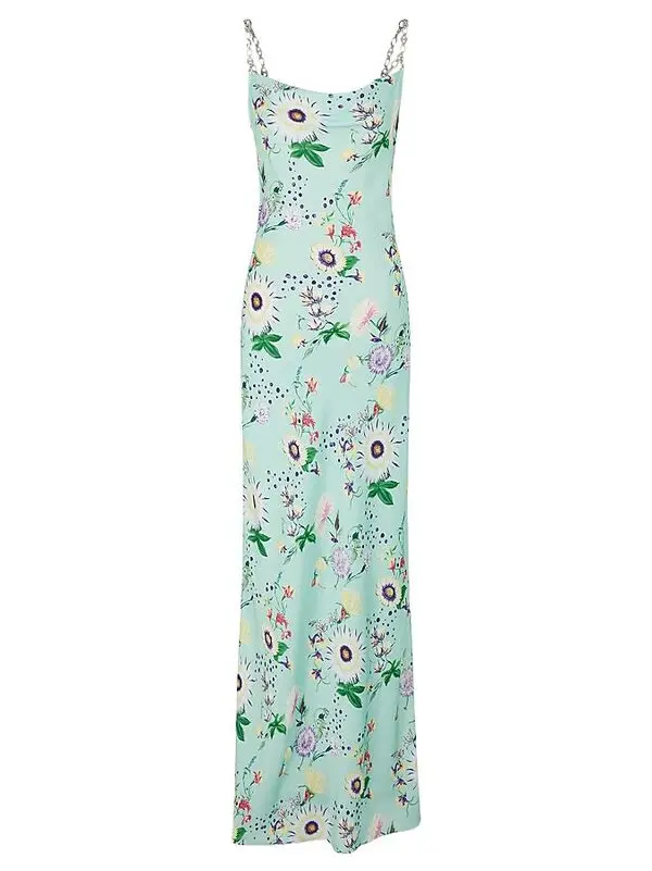 Rabanne Floral Chain Strap Maxi Dress - Green/purple/orange
