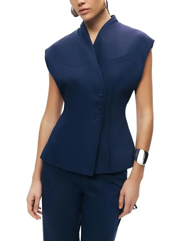 NOCTURNE Tailored Sleeveless Vest - Navy