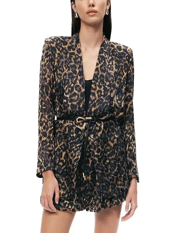 NOCTURNE Printed Leopard Belted Jacket - Multi-colored