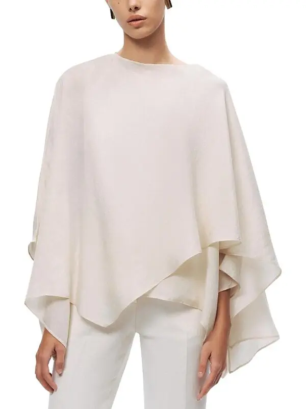 NOCTURNE Fluid Cape Blouse - Open White