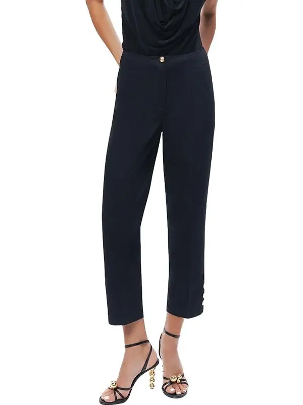 NOCTURNE Button Detail Wide Leg Pants - Black