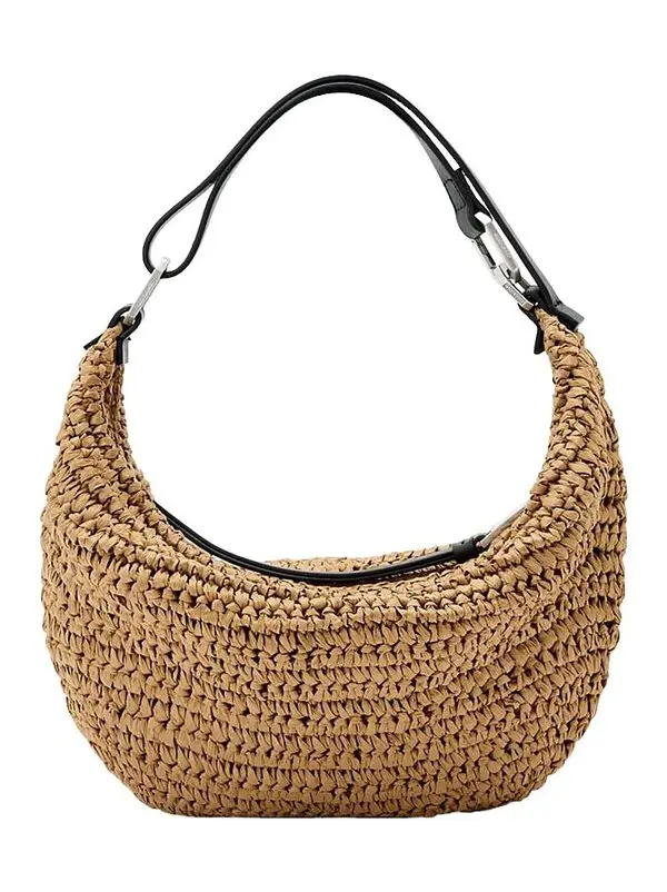 ALLSAINTS Luna Micro Raffia Handbag - Biscuit Brown
