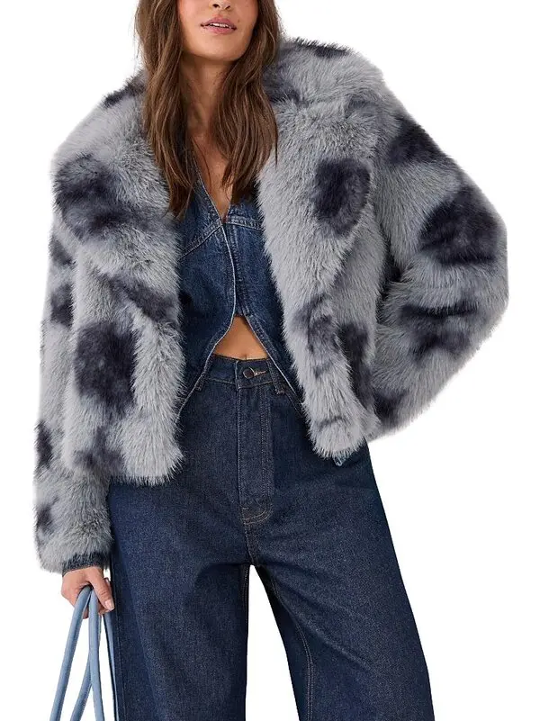 Nasty Gal Fur Collar Jacket - Blue