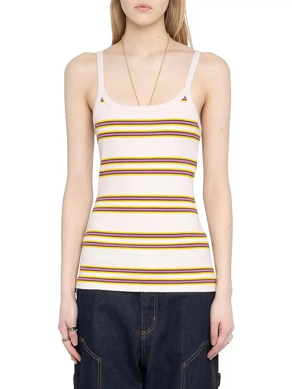 Zadig&Voltaire Albao Ribbed Striped Tank - Ballet