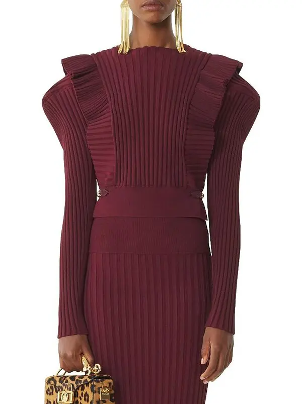 LANVIN Viscose-blend Pullover With Detachable Bib - Cabernet Red