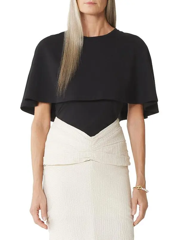 LANVIN Cape T-shirt In Cotton And Silk - Black.