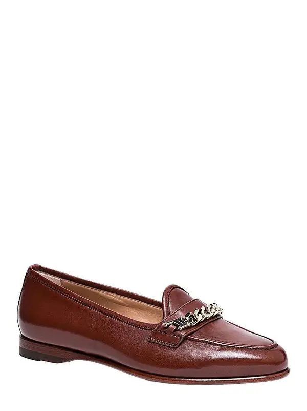 Santoni Leather Andrea Loafer - Medium Brown