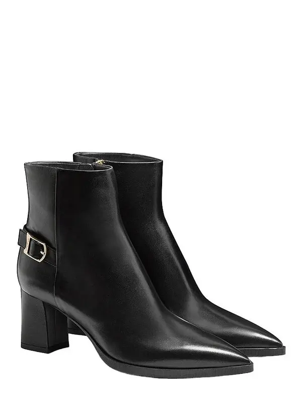 Santoni Leather Ankle Boots With Buckle - Black