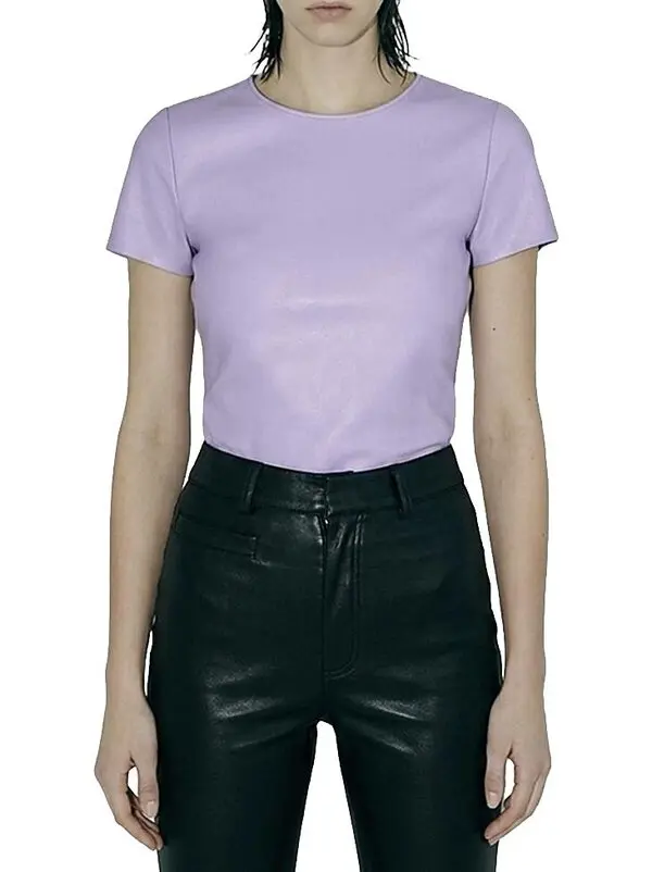 AS By DF Brando Stretch Leather Tee - Pastel Lilac