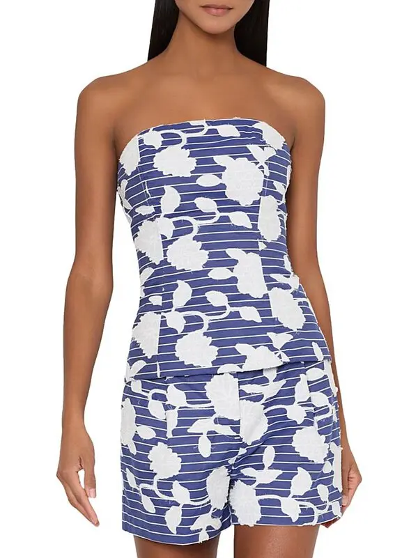 MILLY Adeline Floral Top - Blue/white