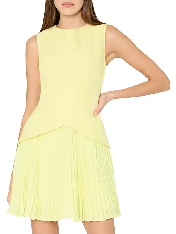 MILLY Haddy Pleated Dress - Yellow