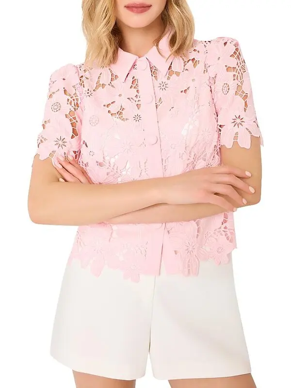 MILLY Addison Roja Lace Top - Blush
