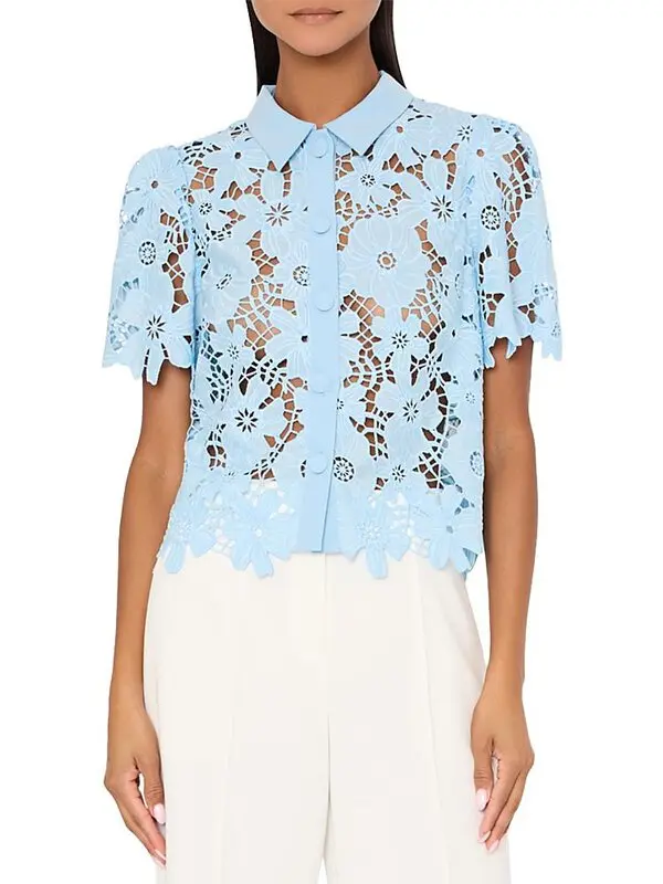 MILLY Addison Roja Lace Top - Milly Blue