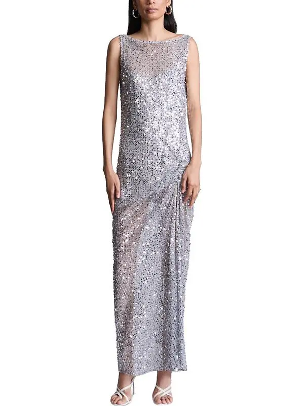 Bcbgmaxazria Lorraine Sequinned Gown - Silver