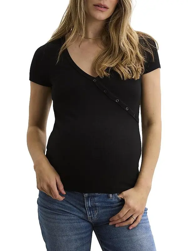 Hatch Collection Rib Nursing Tee - Black