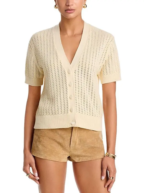 ANINE BING Flynne Openwork Cardigan - Ivory