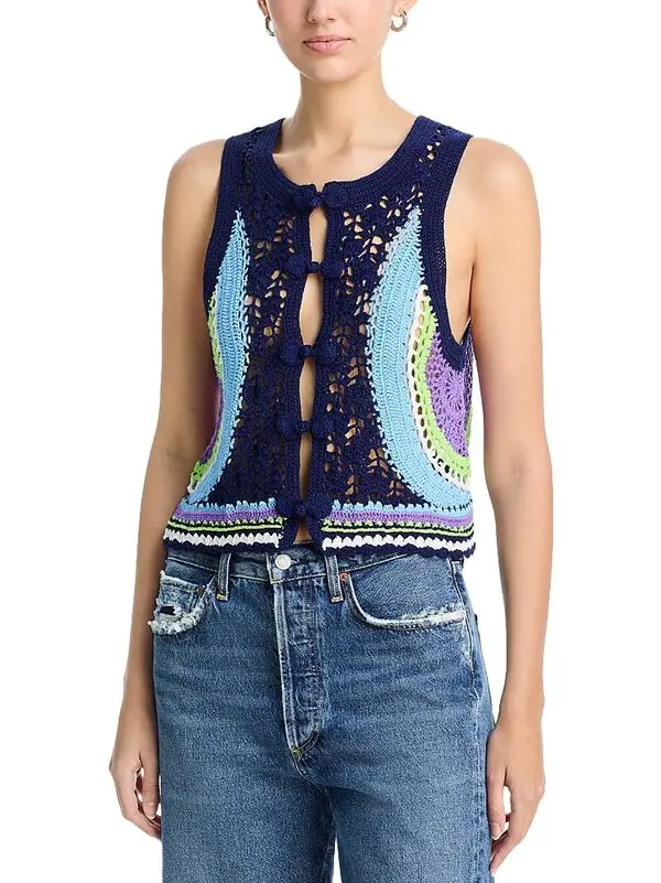 Ramy Brook Adriana Crochet Top - Navy Multi
