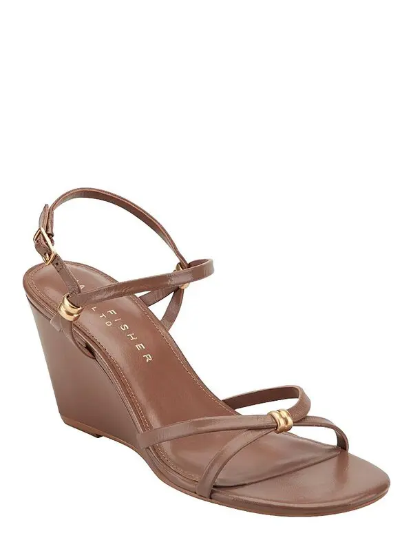 MARC FISHER LTD. Faithy Wedge Dress Sandals - Dark Brown