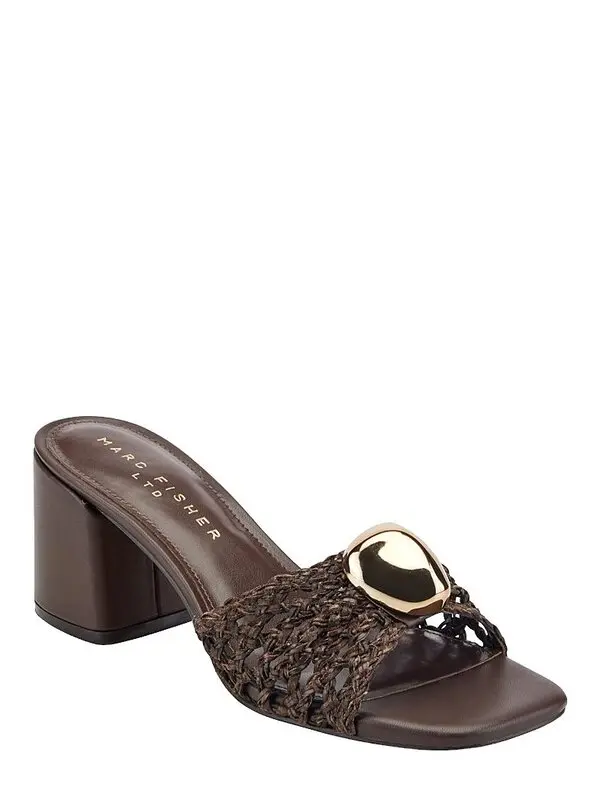 MARC FISHER LTD. Farrel Slide Sandals - Dark Brown