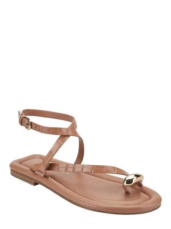 MARC FISHER LTD. Gynnie Strappy Flat Sandals - Medium Natural