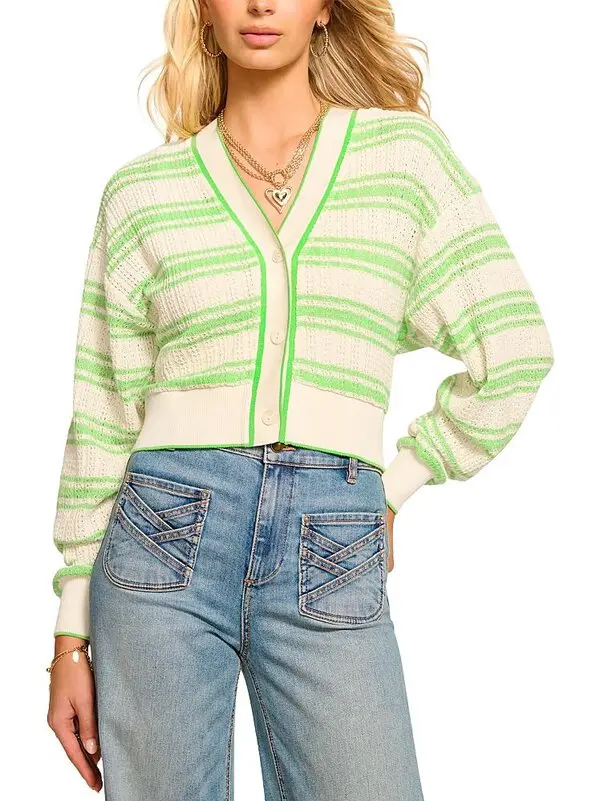 Ramy Brook Romy Cardigan - Bright Lime Stripe