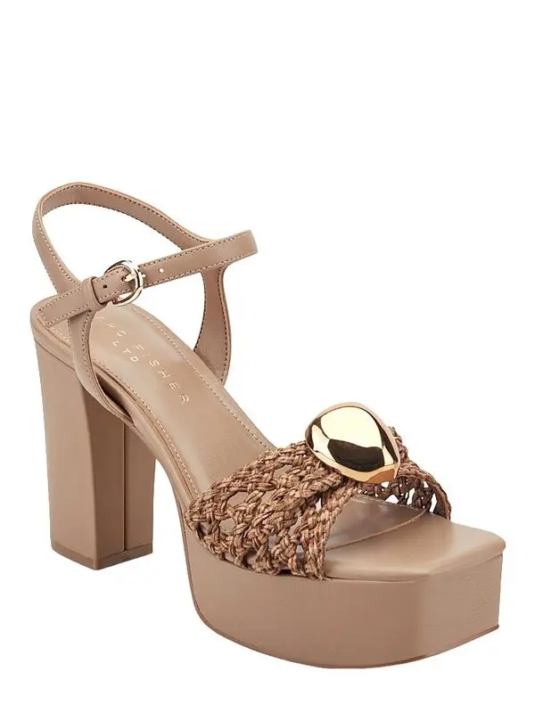 MARC FISHER LTD. Cabell Platform Sandals - Medium Natural