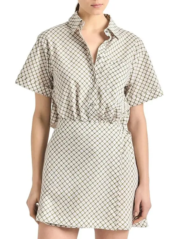 Derek Lam 10 Crosby Delaney Mini Check Dress - Army Green Plaid