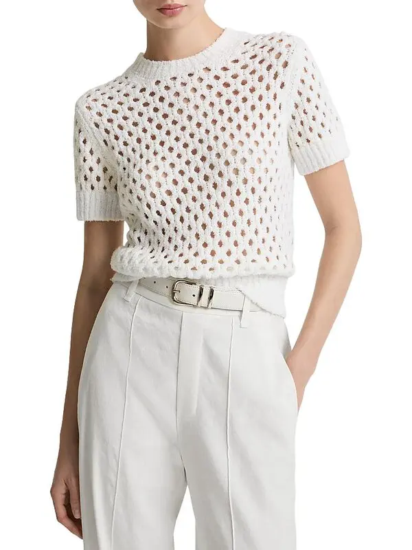 Vince Honeycomb Knit Top - Optic White