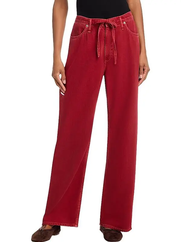 Rag & Bone Featherweight Phoebe Drawstring Wide Leg Jeans - Sienna Stone