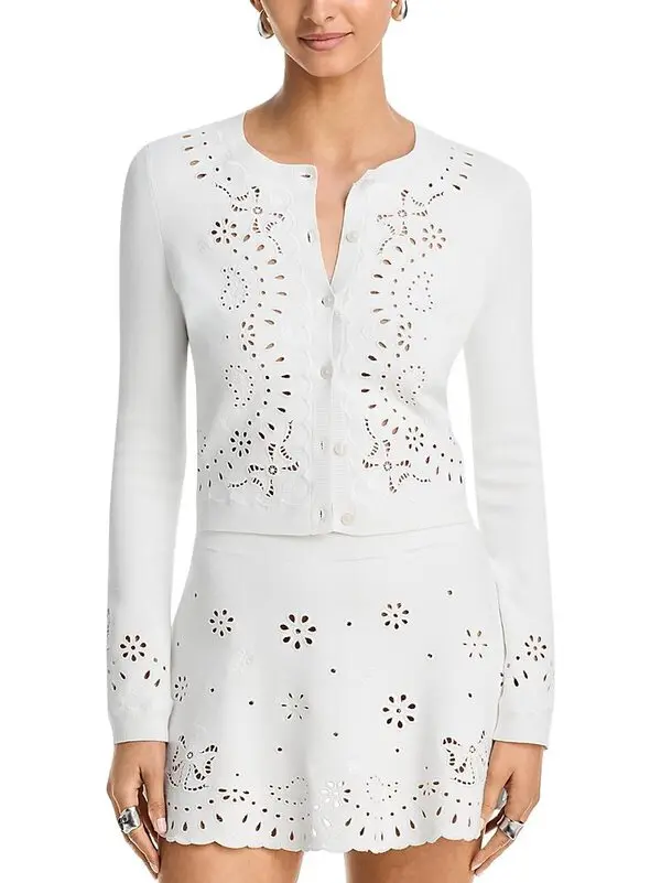 LoveShackFancy Leda Cardigan Sweater - White Vanilla