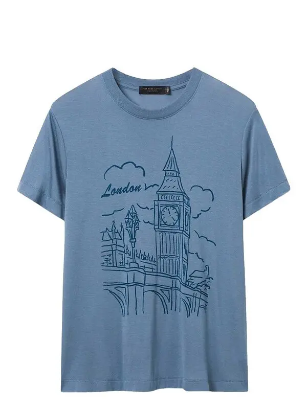 Junk Food Clothing London Big Ben Vintage Tissue Tee - Deep Indigo