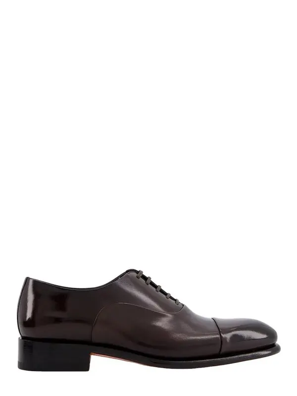 Santoni Polished Leather Oxford Shoes - Brown