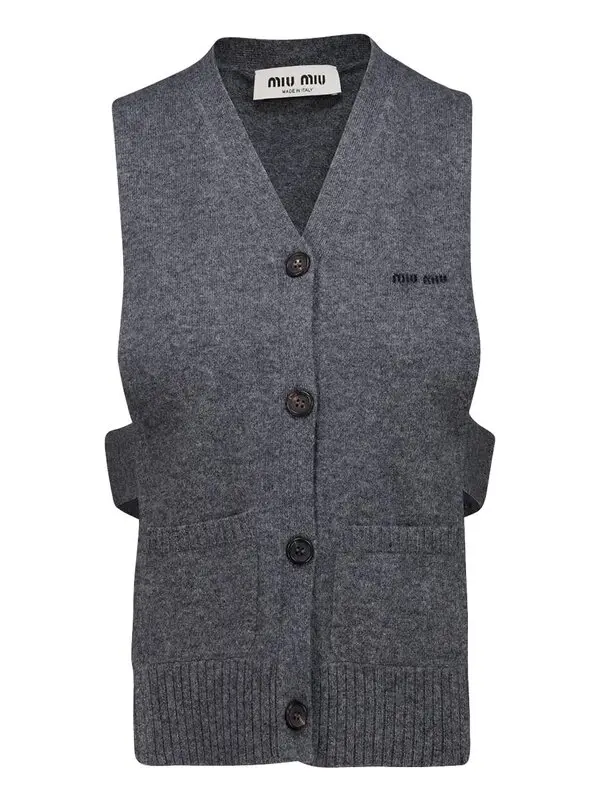 Miu Miu Cashmere Cardigan Vest - Grey