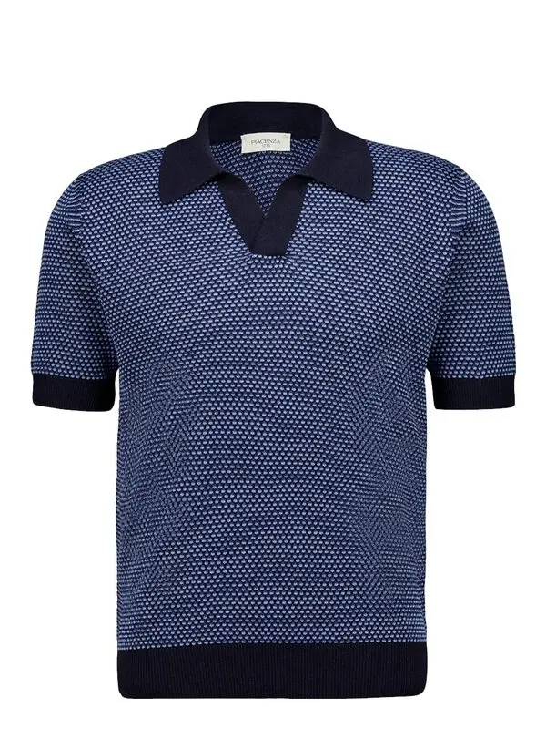 PIACENZA CASHMERE 1733 Dark Silk And Linen Sailor Knit Polo - Blue
