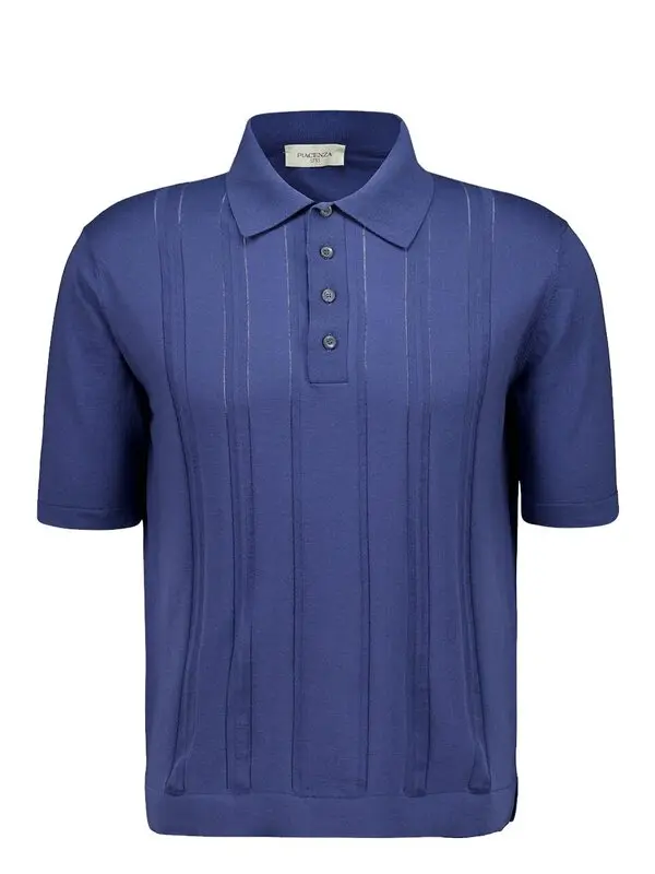 PIACENZA CASHMERE 1733 Light Cotton Knit Polo - Blue