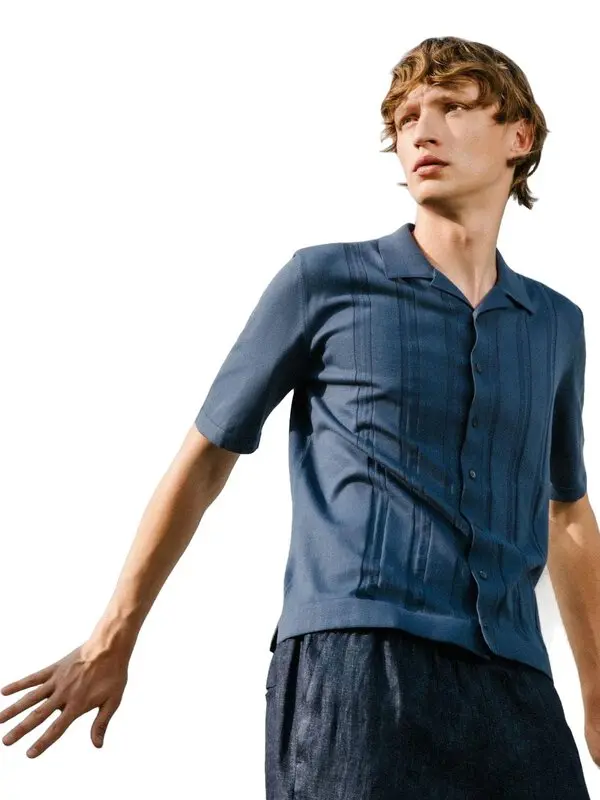 PIACENZA CASHMERE 1733 Light Cotton Knit Polo - Blue
