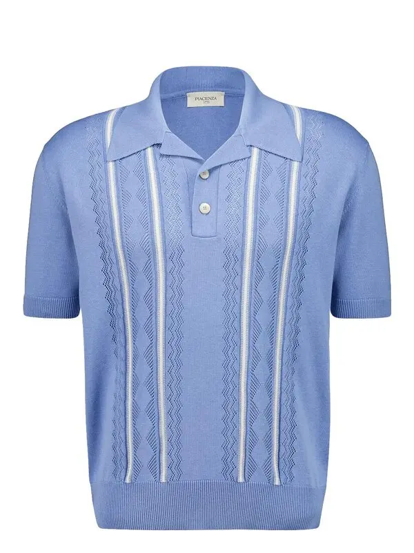 PIACENZA CASHMERE 1733 Denim Silk And Cotton Knit Polo - Blue
