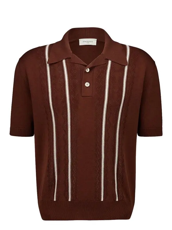 PIACENZA CASHMERE 1733 Marron Silk And Cotton Knit Polo - Brown