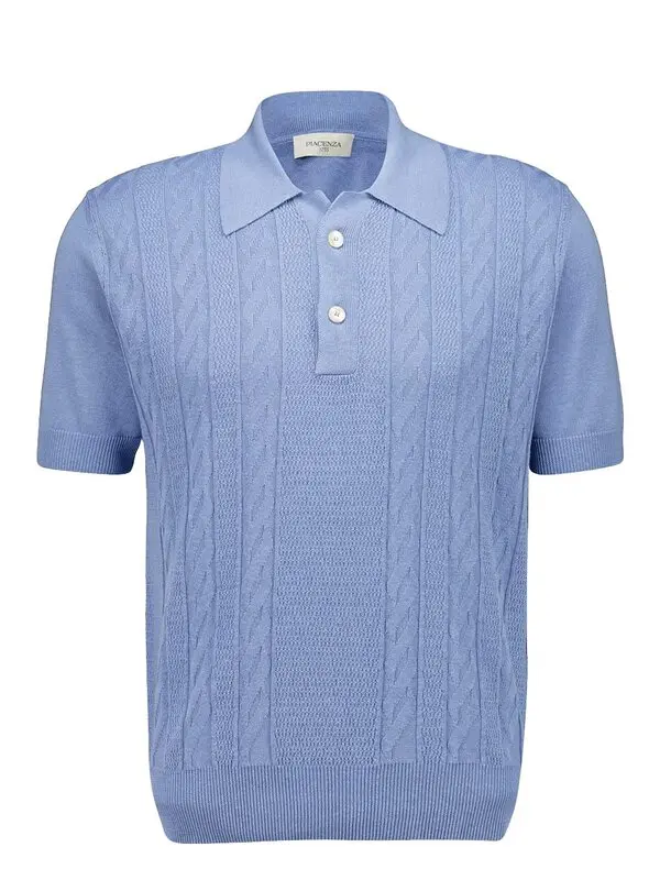 PIACENZA CASHMERE 1733 Celeste Silk And Cotton Knit Polo - Blue