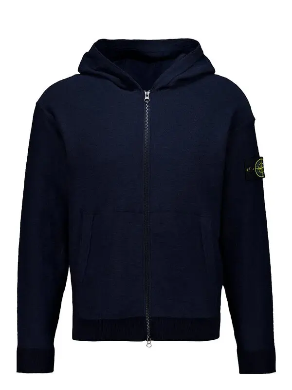 Stone Island Zip-up Hooded Jumper - Blue