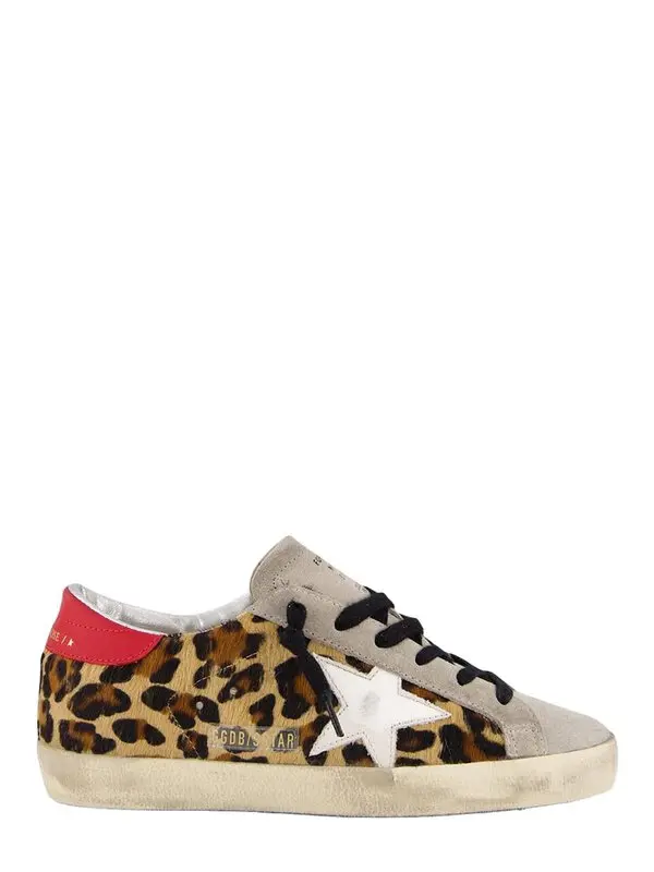 GOLDEN GOOSE Leopard Horsy Super-star Leather Sneakers - Animal Print