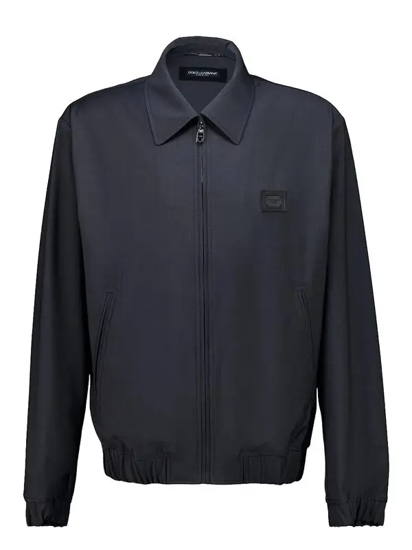 Dolce & Gabbana Wool-blend Jacket With Logo Tag - Grey