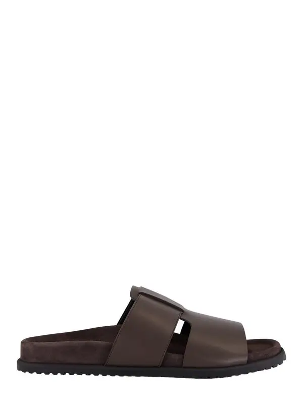 Dolce & Gabbana Leather Flat Sandals - Brown