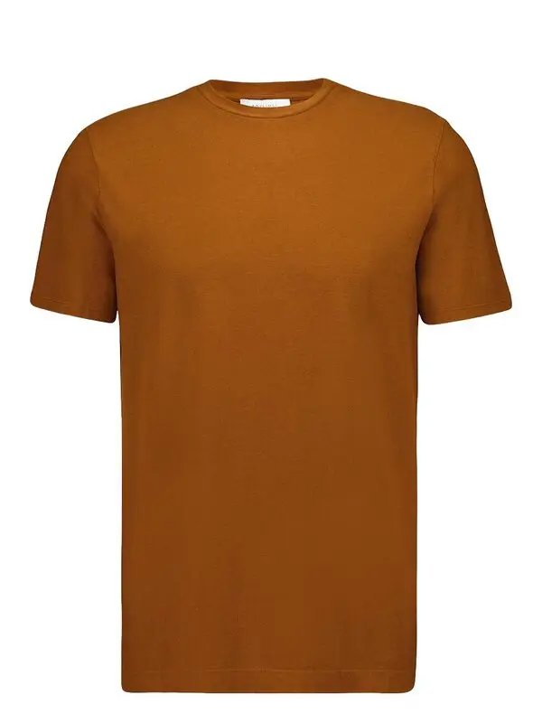 Boglioli Copper Cotton Linen Crew Neck T-shirt - Orange