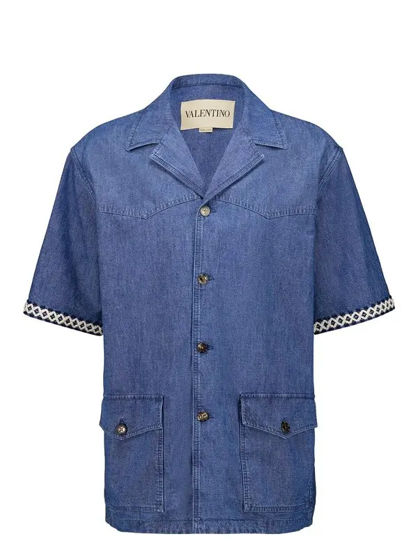 Valentino Garavani Medium Denim Short-sleeve Denim Shirt - Blue
